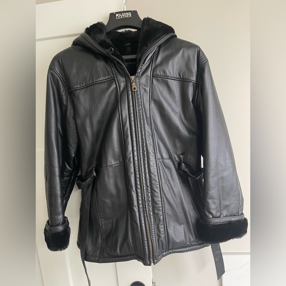 Wilsons Leather | Jackets & Coats | Vintage Wilsons Hooded Belted Faux ...